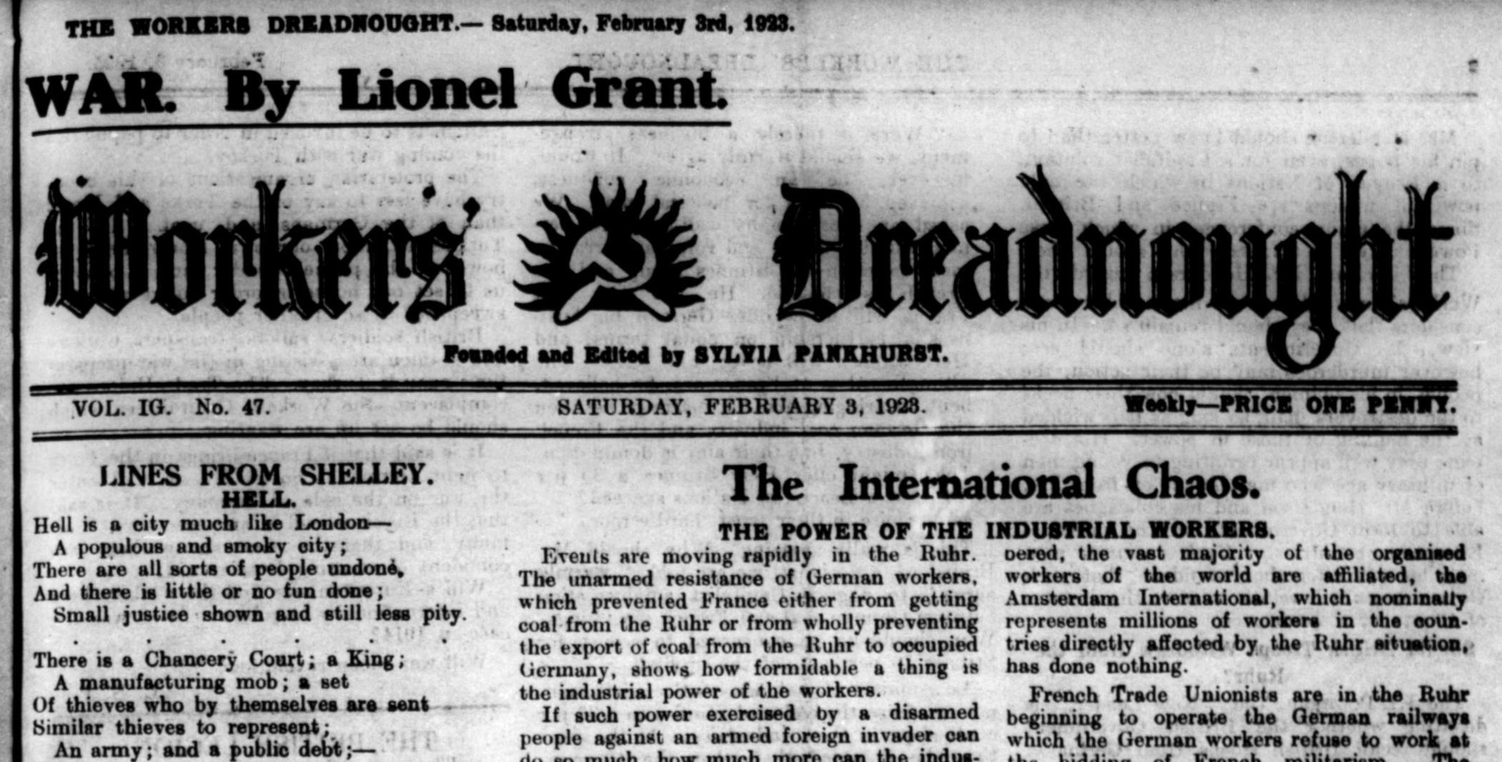 The Workers' Dreadnought (Vol. 09 No. 47 - 3 February 1923) | libcom.org